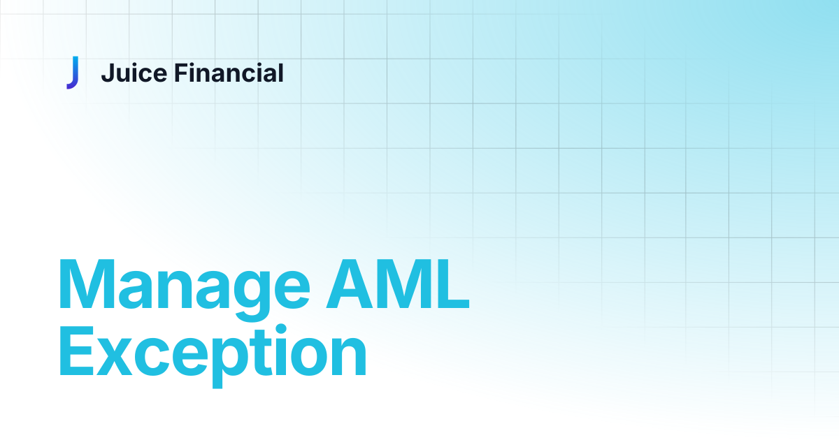 Manage AML Exception | Juice Financial